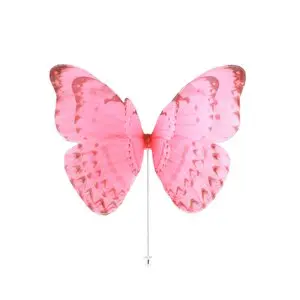 Oana Savu Pink / Silver Versatile Large Pink Silk Butterfly Brooch Pin With Silver Pin - Pink/silver
