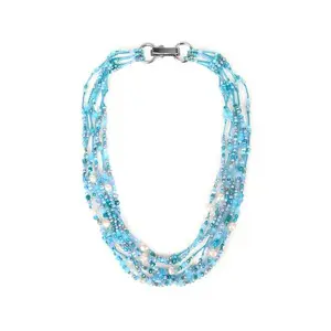 Saachi Beaded Layered Necklace - Blue