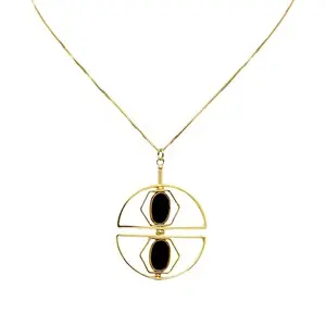 ARACHELI STUDIO Vintage German Glass Beads Art Deco Necklace - Black