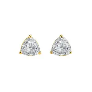 JUVETTI  White / Silver Trillion Diamond Solitaire Stud Earrings In Gold - White/silver