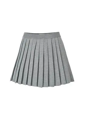 SALANIDA Piccolo Pleated 100% Merino Mini Skirt Light - Grey