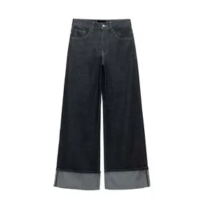 CHANEL JOAN ELKAYAM Dark Indigo Folder Hem Jeans