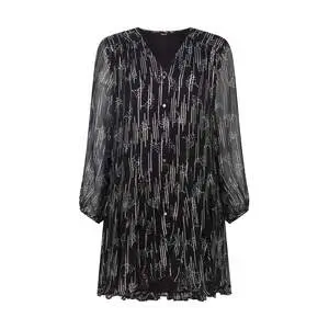 ROSE & NANCY Black / Silver Ophelia Sparkle Black Silver Mini Dress - Black/silver