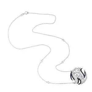 ARTISAN White / Blue Diamond & Blue Sapphire Statet Pendant Necklace In 18k White Gold - White/blue