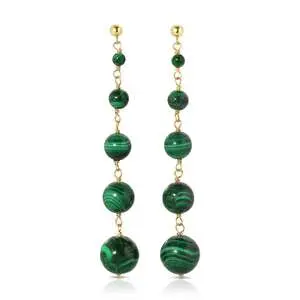 HEATHER HAWKINS Gold-filled Malachite Graduated Drop Earrings - Green