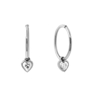 LEE RENEE Diamond Heart Clicker Hoop Earrings - Silver