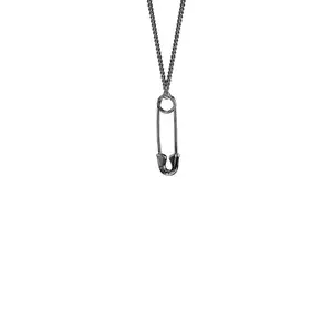 TRUE ROCKS Gunmetal Mini Safety Pin Pendant - Grey
