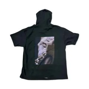 BRADFORD ROW Statue Distressed Warm Up Hoodie - Black
