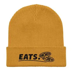 ANCHOR & CREW Mustard Eats Gen. Organic Cotton Embroidered Beanie - Yellow