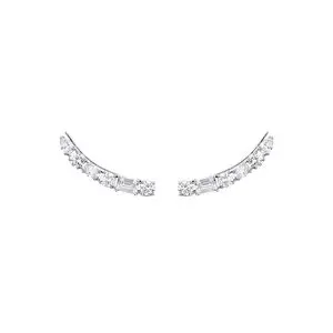 SALLY SKOUFIS Sterling Silver Climber Earrings With Man-made Diamonds - Silver/white