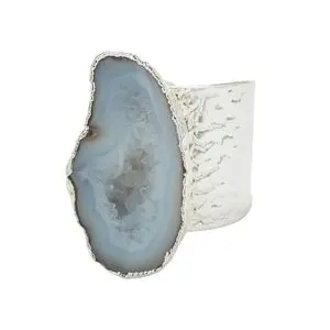 YAA YAA LONDON Natural White Gemstone Mega Statet Ring - Silver