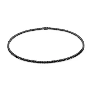 SALLY SKOUFIS Blue / Black Rebel Necklace With Made Sapphire In Premium Black Rhodium - Blue/black