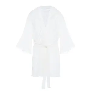 SAETA PARIS Neutrals / Silk Kimono Robe Yasmine - White