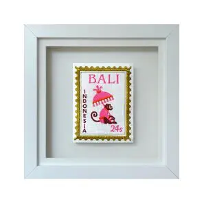 LILLY LOVES Bali Inspired Stamp Embrodiered Artwork - Gold