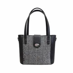 ZATCHELS Tannery Tweed & Leather Mini Twist Lock Shopper Bag