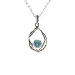 ISLA SILVER Blue / Silver Undulating Sterling Silver & Blue Topaz Necklace - Blue/silver