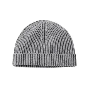 SALTS CASHMERE Knitted Fisher Rib Beanie Marl - Grey
