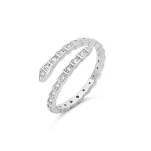 SHYMI Thin Pave Snake Ring - Silver
