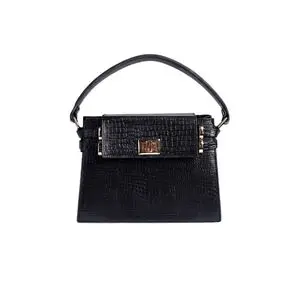 HARMAIN LEATHERS LTD The Mock-croc Leather Trapeze Handbag - Black