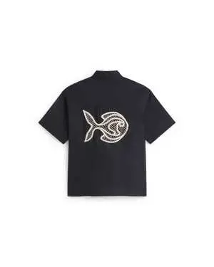 THINKING MU Fish Kurtis Oversize Hand-embroidered Shirt - Blue
