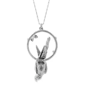 LEE RENEE Parakeet Necklace – Large, Upside Down - Silver