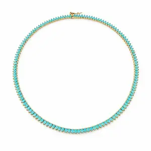 NATIVE GEM Symphony Mini Turquoise Tennis Necklace - Blue