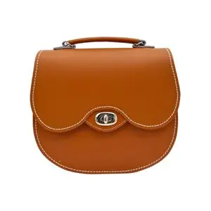 ZATCHELS Handmade Leather Twist Lock Saddle Bag Burnt - Orange