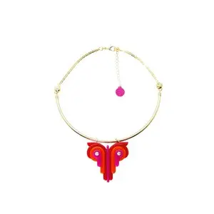 GISSA BICALHO Acrylic Handmade Necklace Choker Butterfly - Red