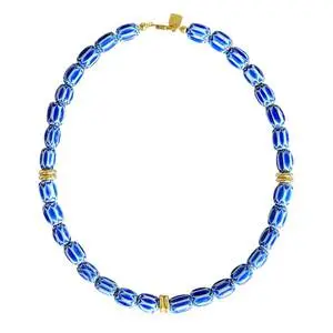 FIRERA ATELIER African Glass Bead Necklace - Blue