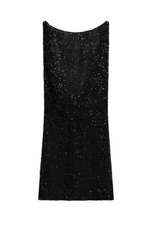 NOCTURNE Sequin Open Back Mini Dress