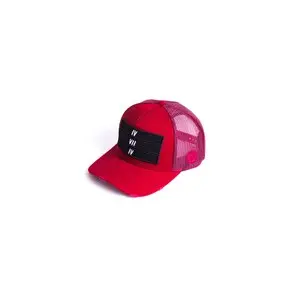 474 CO 474 Black 3 Bars Trucker Hat - Red