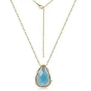 RARE MATTERS JEWELRY Gemstone Teardrop Necklace - Blue