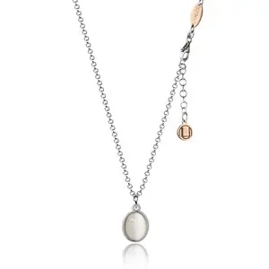 UNALOE Mother Of Pearl Pendant Necklace In Sterling – Oval Pearl Minimalist Jewelry - Silver