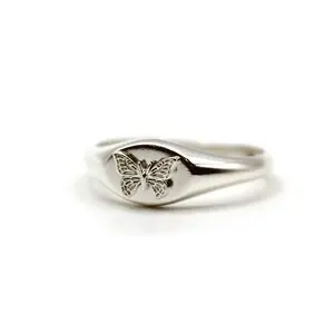 VICSTONENYC FINE JEWELRY Sterling Butterfly Signet Ring - Silver