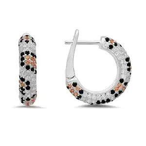 KYLIE HARPER Leopard Skin Pave Diamond Cz Hoop Earrings In Sterling - Silver