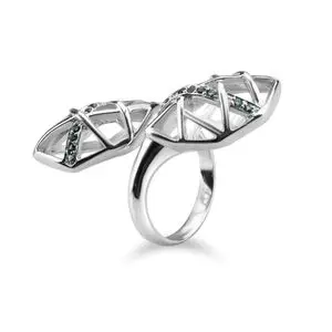 BELLUS DOMINA White Gold Plated Topaz Helical Ring - Silver