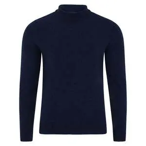 PAUL JAMES KNITWEAR Lambswool Arden Mock Turtle Neck Jumper - Blue