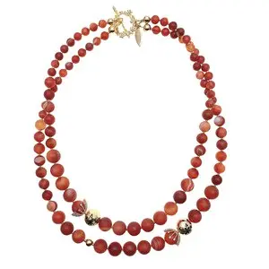 FARRA Christmas Agates Double Strands Necklace - Red