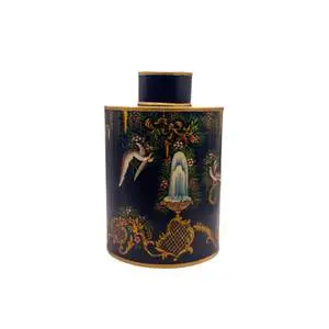 NILA PARMAR DESIGNS Paradise Meadow Geometric Vase With Lid - Blue
