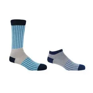 PEPER HAROW - MADE IN ENGLAND Peper Harow Oxford Stripe Crew & Trainer Socks - Blue