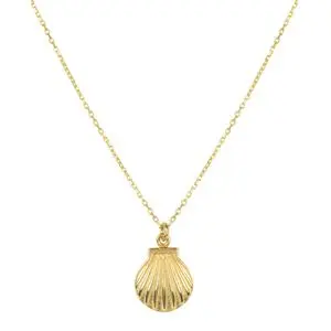 LATELITA Sterling Silver Scallop Shell Pendant Necklace - Gold