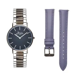 BERMUDA WATCH COMPANY Annie Apple Jumeirah Silver Gunmetal Grey Interchangeable - Gray