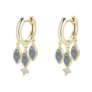 KAMARIA Opal Boho Shaker Huggie Earrings - Black