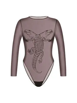 ZHILYOVA Alligator Gravity Long Sleeve Bodysuit - Brown