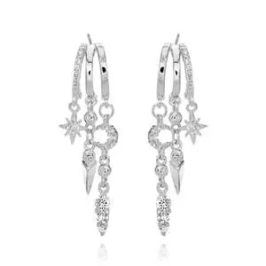 AARIA LONDON Nyx Stars & Moon Earrings - Silver
