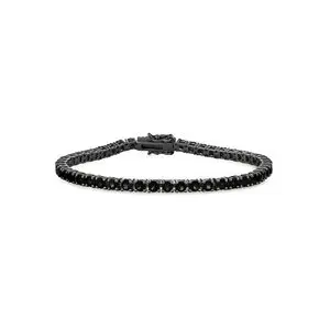 SALLY SKOUFIS Rebel Bracelet With Made Cz Diamond Stimulant In Sterling Silver & Premium Rhodium - Black
