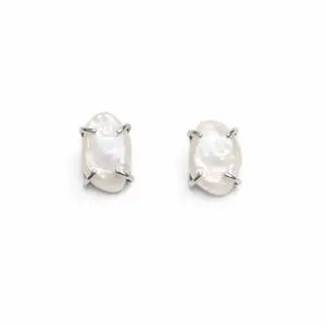 PEARL CODE Rozeta Sunrise — Ancient Symbol Keshi Pearl Earrings - White
