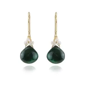 MOUNIR LONDON Malachite And White Pearl Drop Earrings - Green