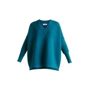 PAISIE V-neck Ribbed Jumper In Ocean - Blue