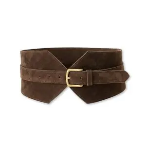 JUAN-JO Dark Suede Wide Belt - Brown